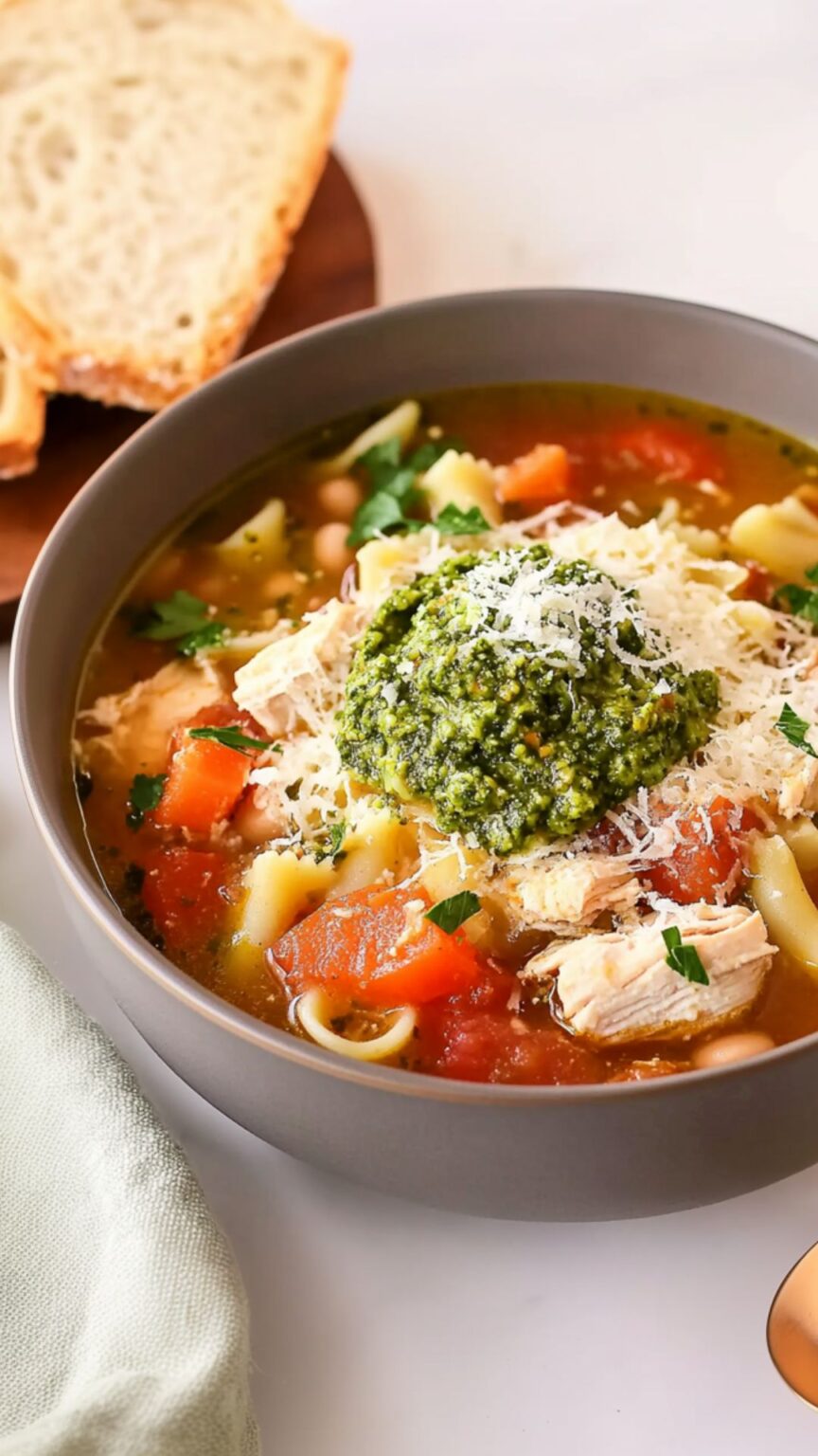 Chicken Minestrone Soup With Pesto | Well Cooked Meal