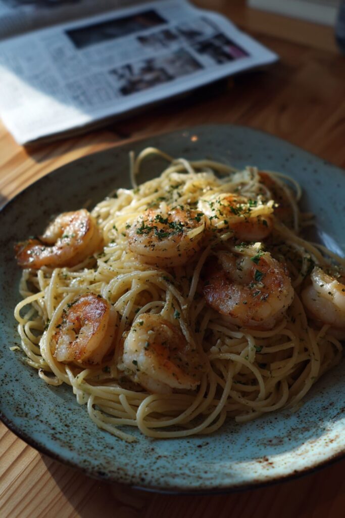 Low Fat Garlic Shrimp Pasta Recipe | Well Cooked Meal