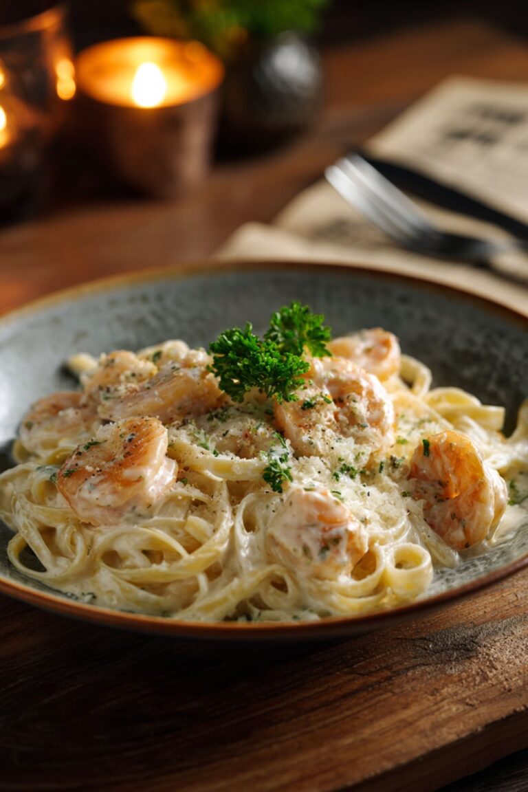 Low-Fat Shrimp Alfredo Pasta Recipe | Well Cooked Meal